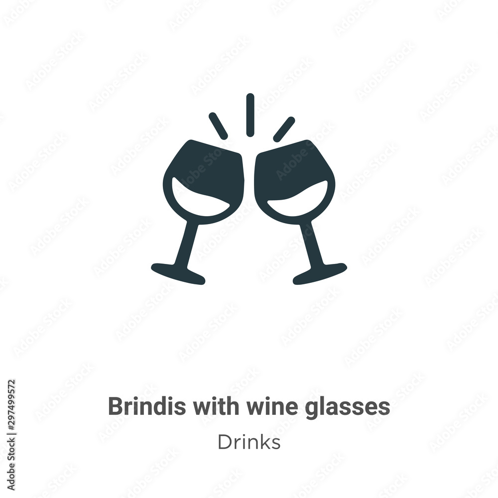 Brindis with wine glasses vector icon on white background. Flat vector ...