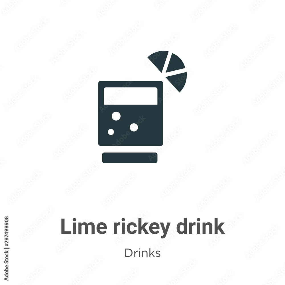 Lime rickey drink vector icon on white background. Flat vector lime ...