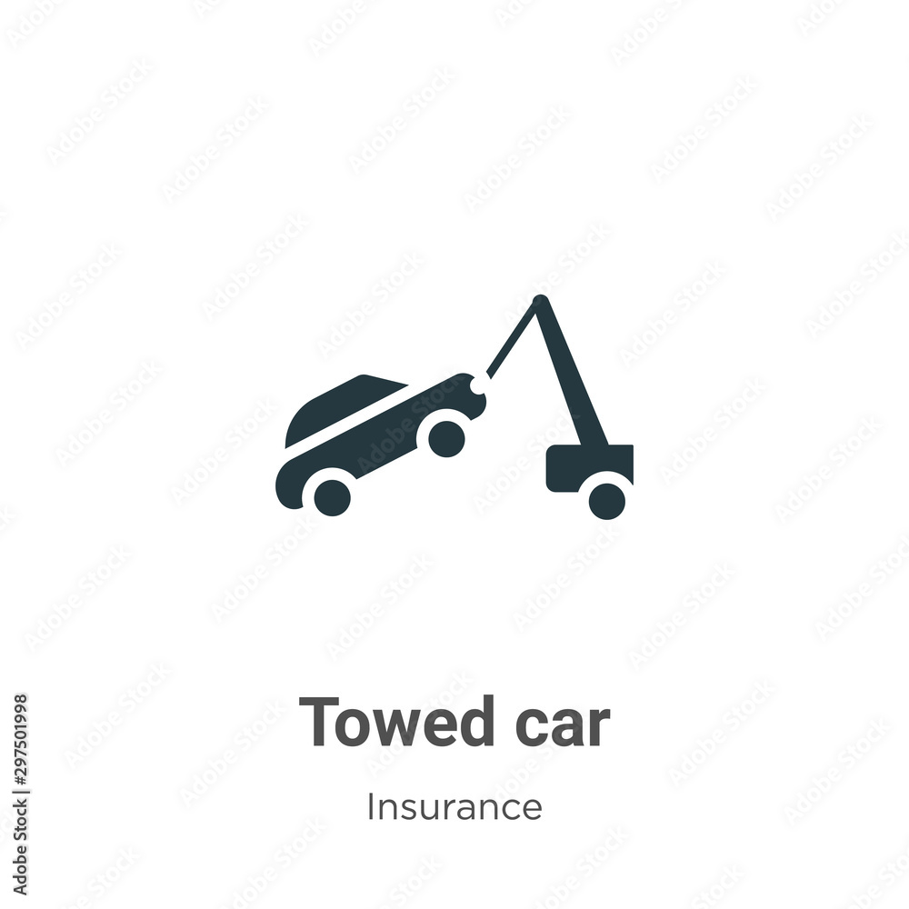 Towed car vector icon on white background. Flat vector towed car icon ...