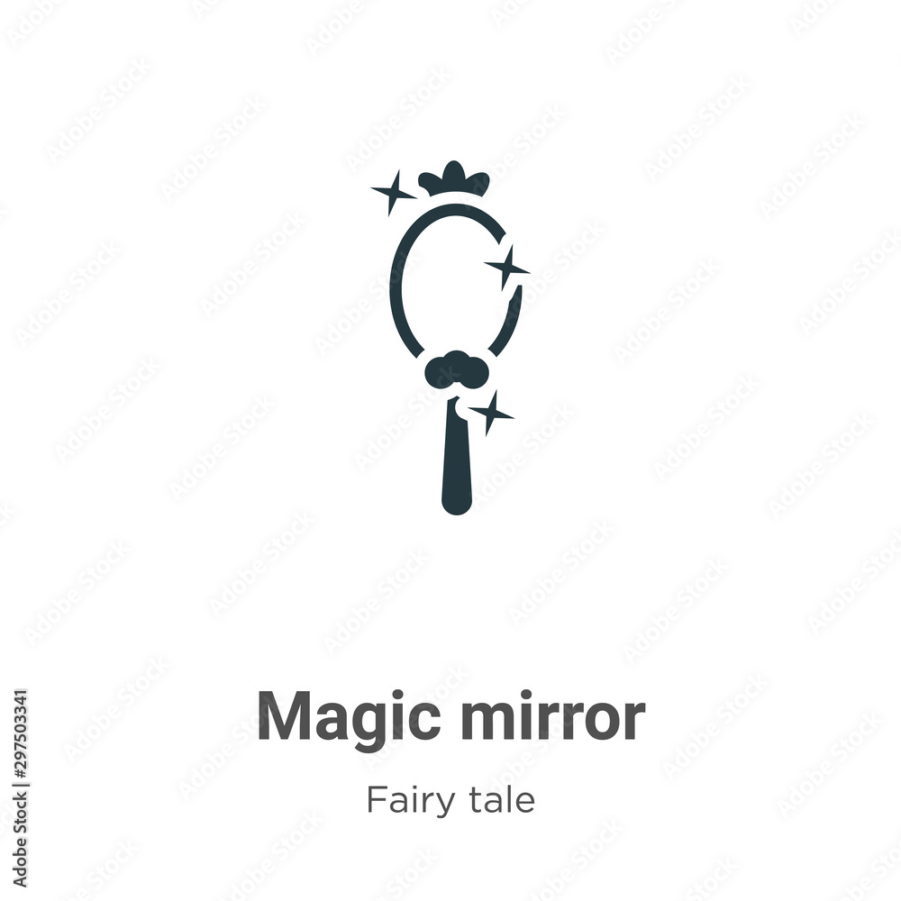 Magic mirror vector icon on white background. Flat vector magic mirror ...