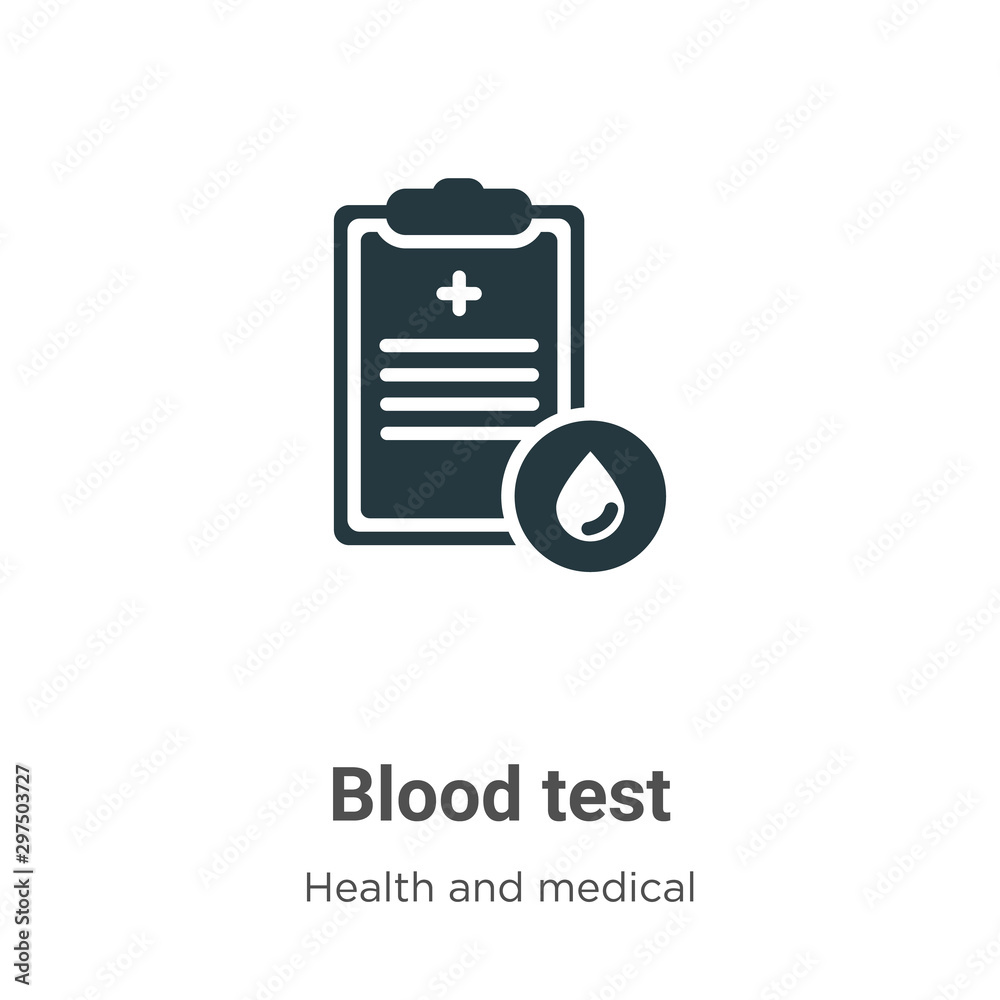 Blood test vector icon on white background. Flat vector blood test icon ...
