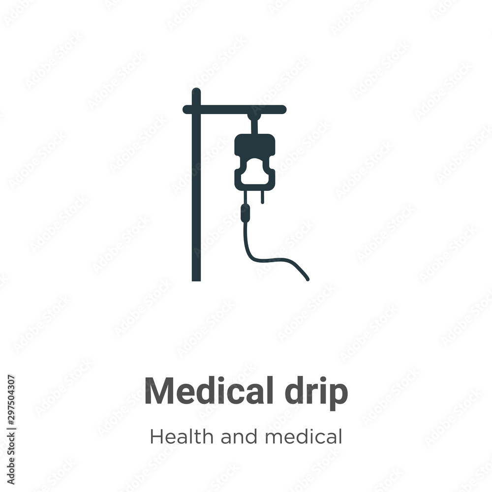 Medical drip vector icon on white background. Flat vector medical drip ...
