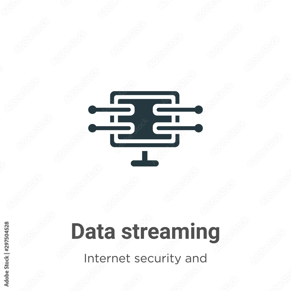 Data streaming vector icon on white background. Flat vector data streaming icon symbol sign from ...