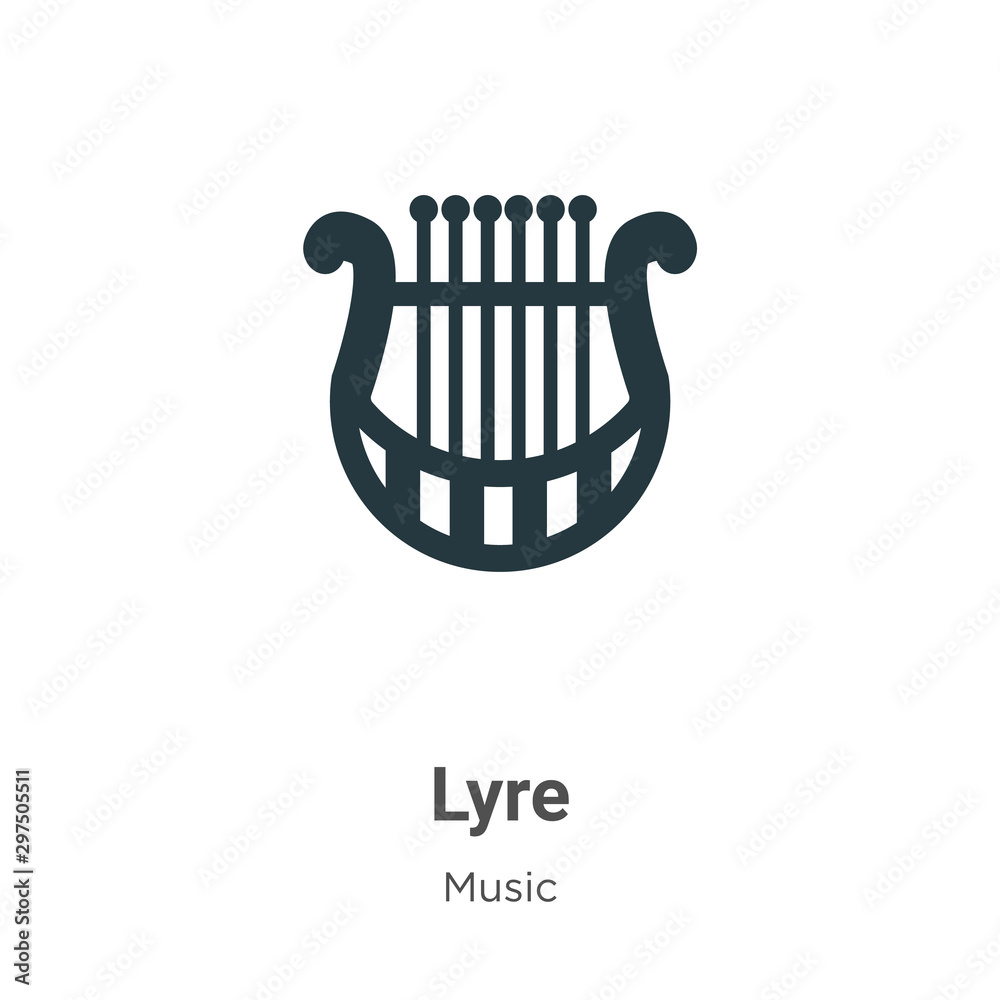 Lyre vector icon on white background. Flat vector lyre icon symbol sign ...