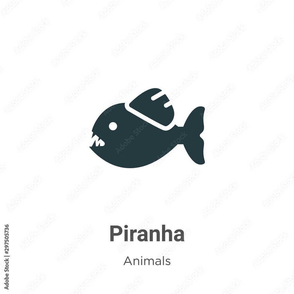 Piranha vector icon on white background. Flat vector piranha icon ...