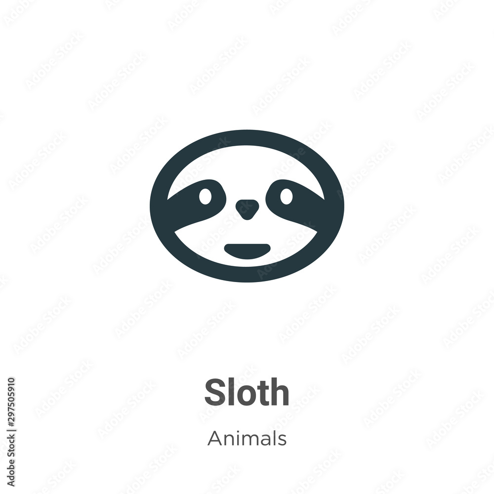 Sloth vector icon on white background. Flat vector sloth icon symbol ...