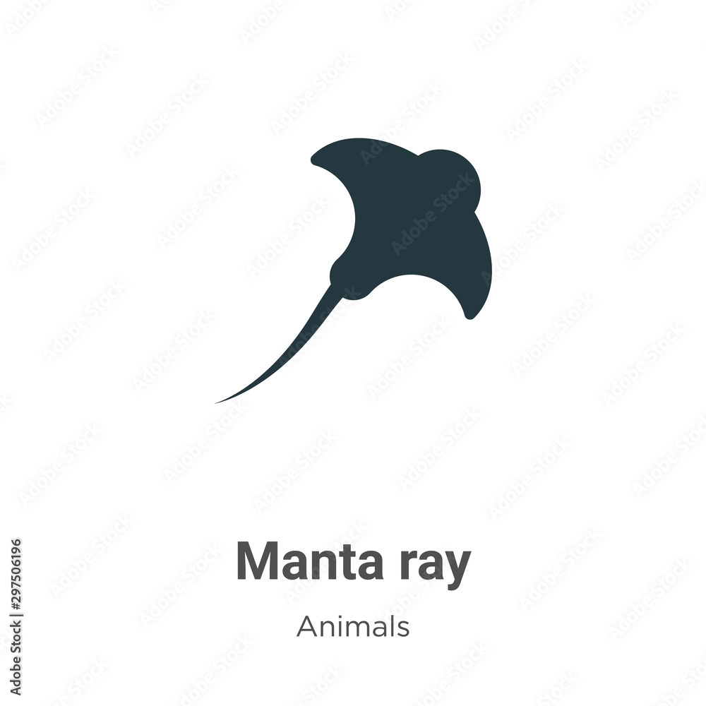Manta ray vector icon on white background. Flat vector manta ray icon ...