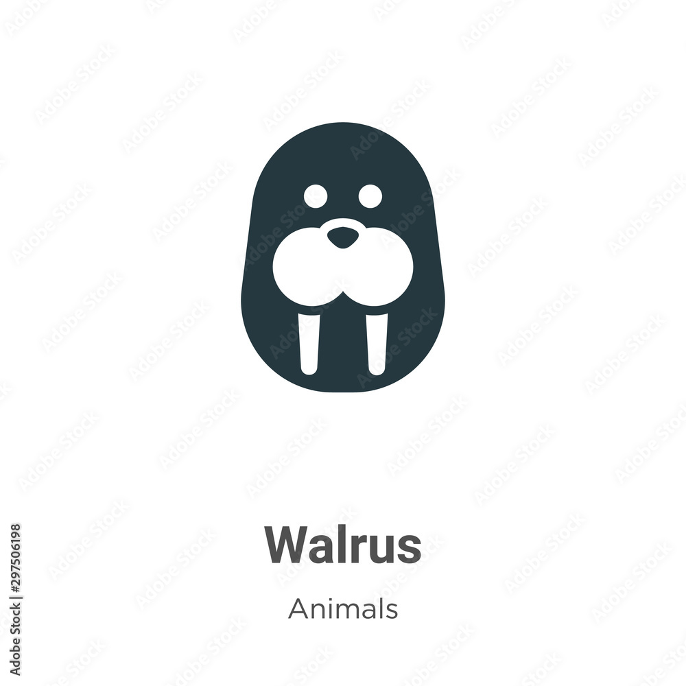 Walrus vector icon on white background. Flat vector walrus icon symbol ...