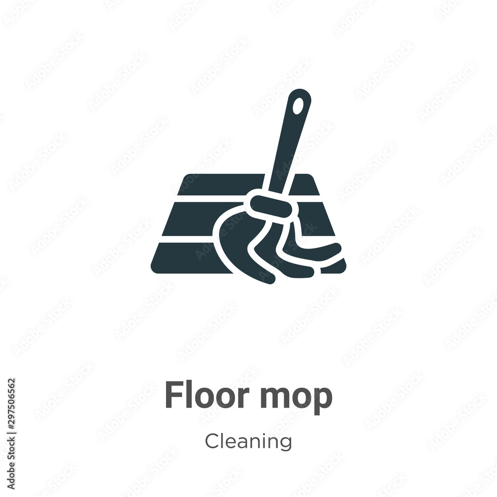 Floor mop vector icon on white background. Flat vector floor mop icon ...