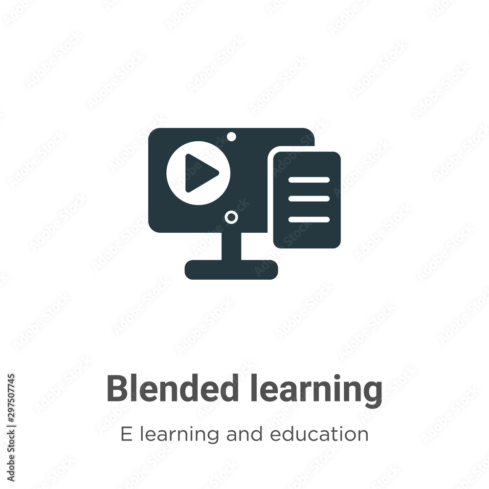 Blended learning vector icon on white background. Flat vector blended ...