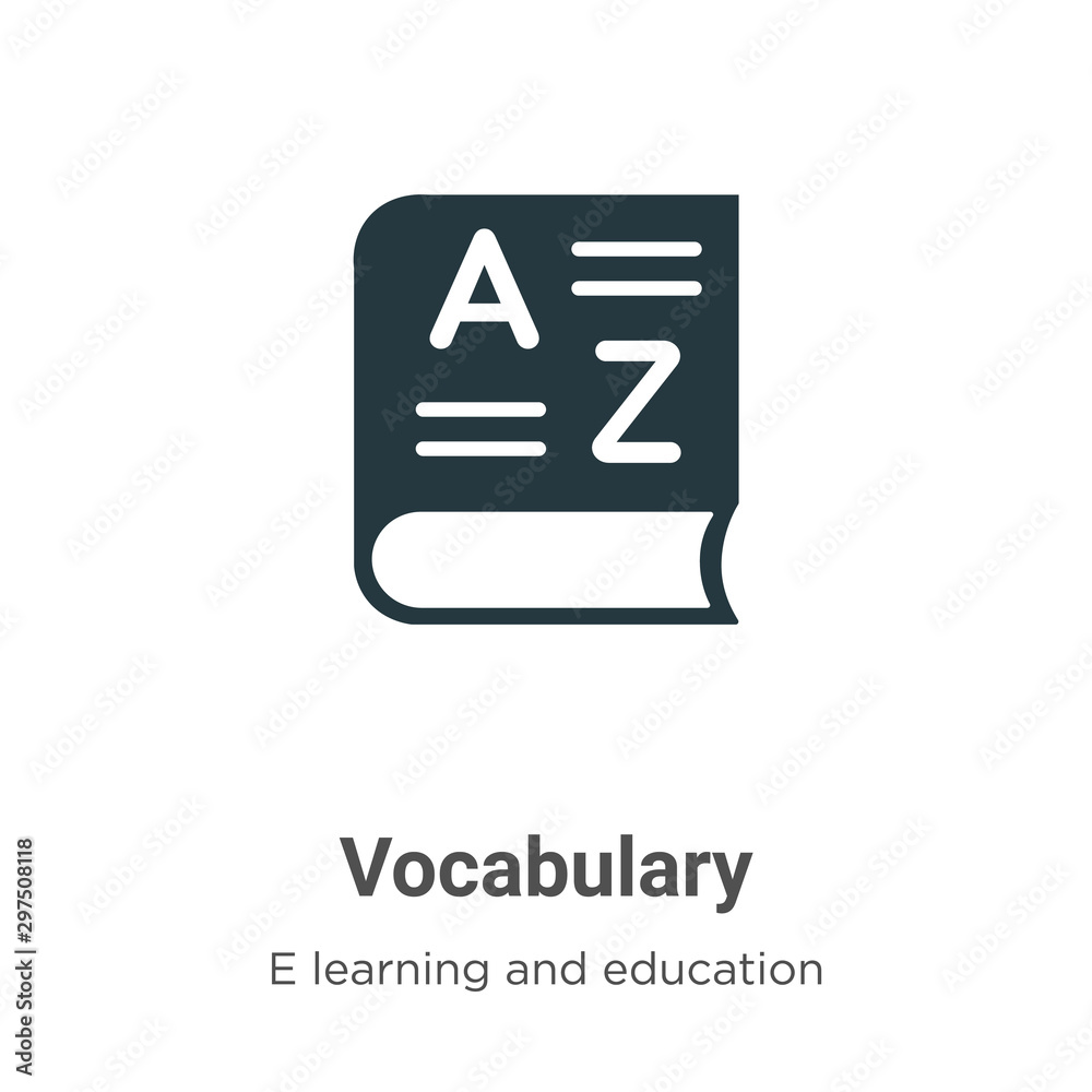 Vocabulary vector icon on white background. Flat vector vocabulary icon ...