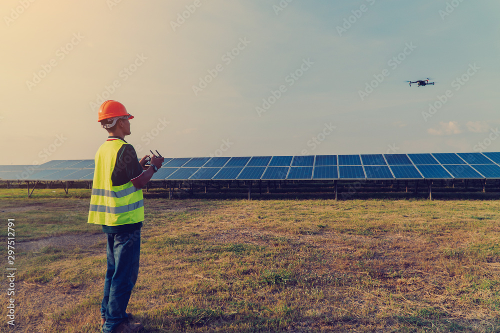 Inspector engineering concept; Engineer inspect and checking solar ...