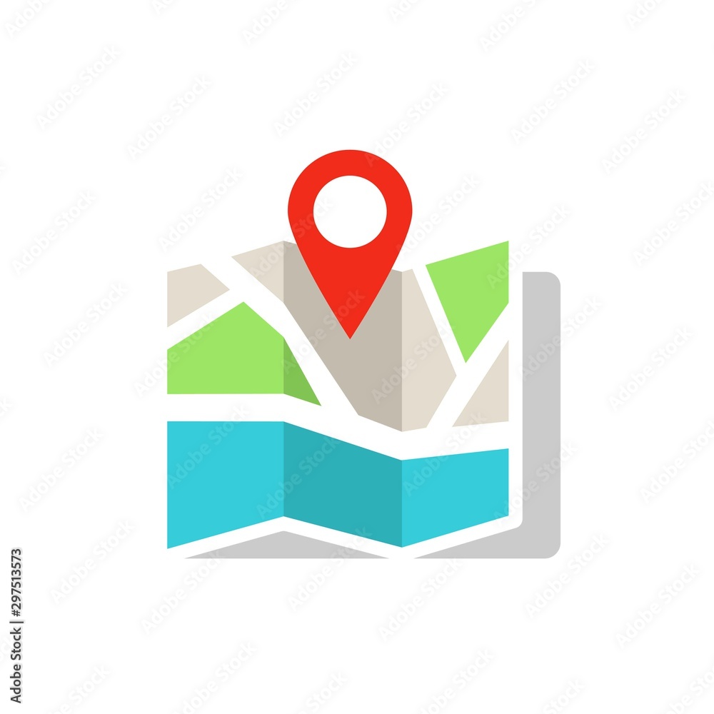 Travel direction place on map marked with pointer symbol vector ...