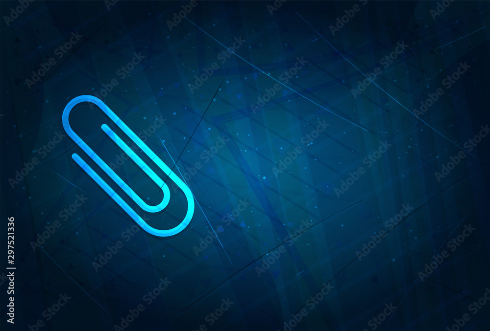 Paper clip icon futuristic digital abstract blue background Stock ...