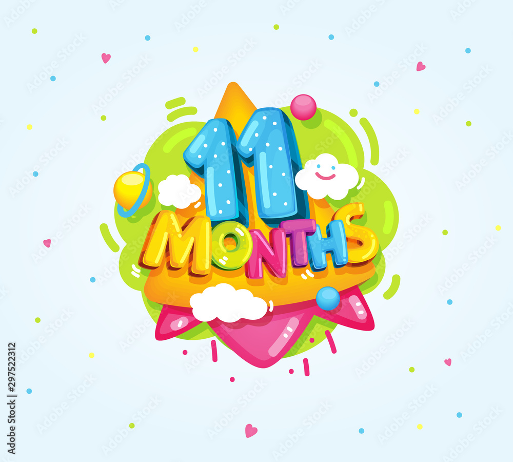11 months baby symbol. kids cartoon vector illustration Stock Vector ...