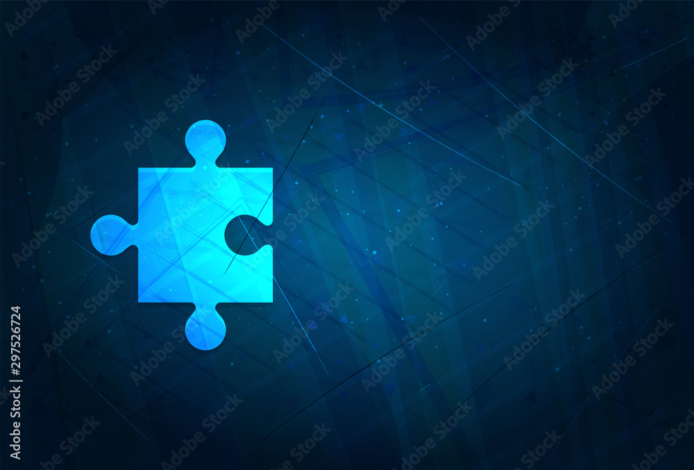 Puzzle icon futuristic digital abstract blue background Stock Vector ...