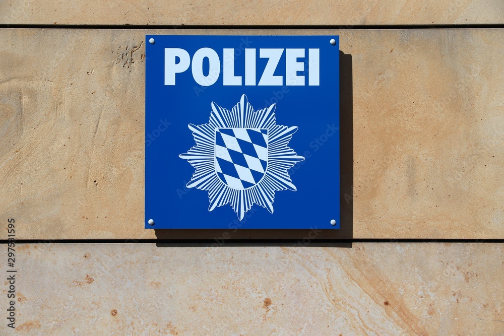 NUREMBERG, GERMANY - MAY 6, 2018: Police Station sign in Nuremberg ...