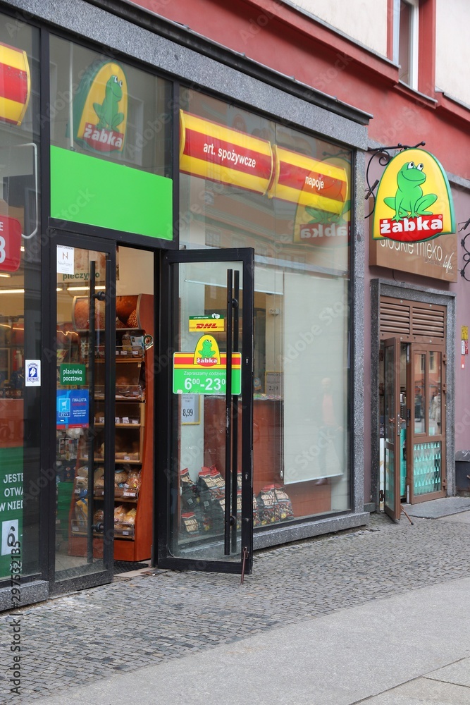 WROCLAW, POLAND - MAY 11, 2018: Zabka convenience store in Wroclaw ...