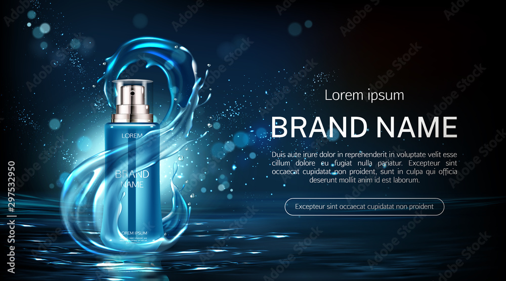 Cosmetics bottle anti aging product tube with infinity water splash ...