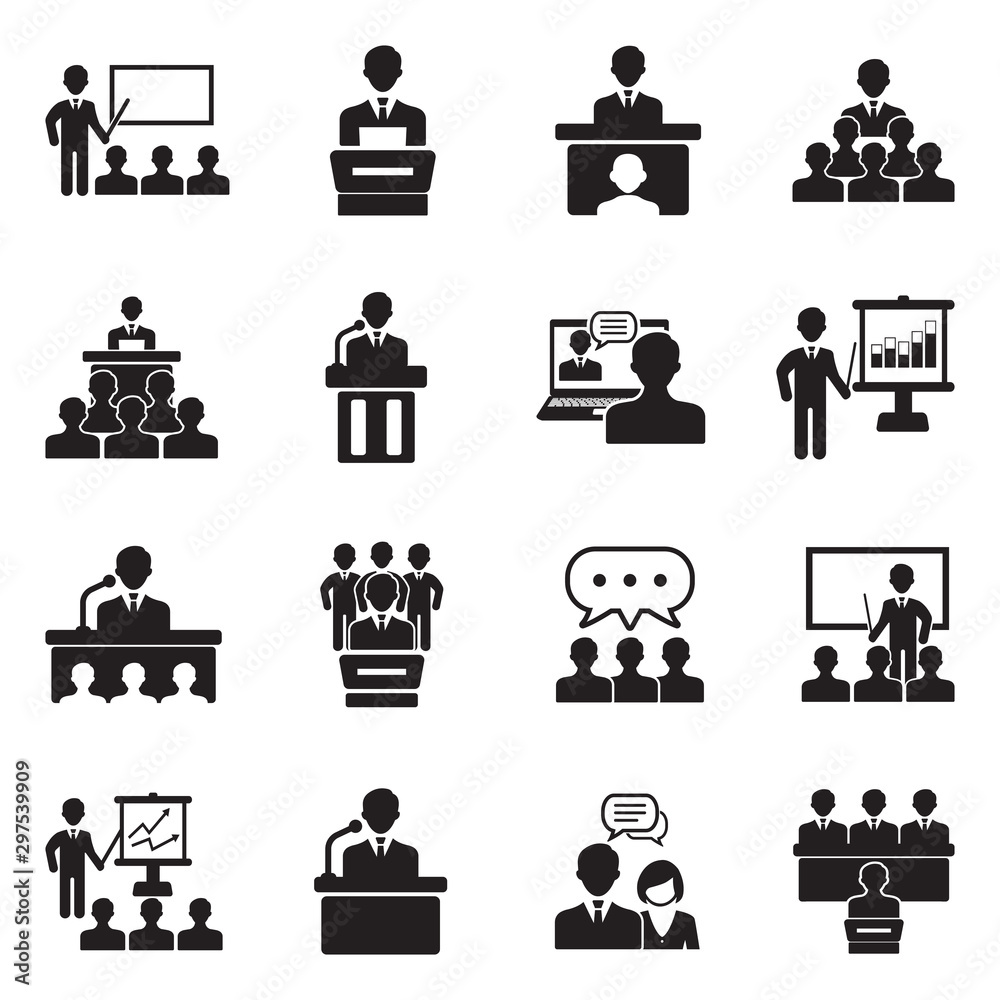 Speech Icons. Black Flat Design. Vector Illustration. Stock Vector ...