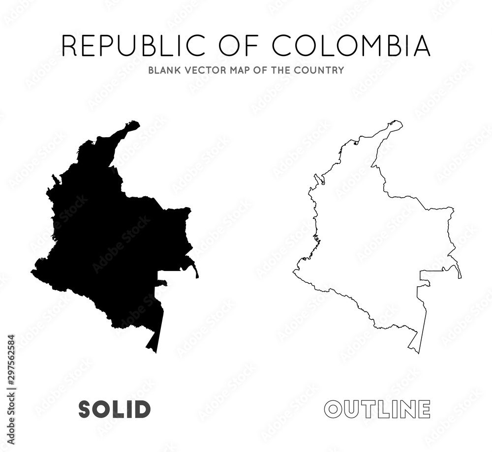 Colombia map. Blank vector map of the Country. Borders of Colombia for ...