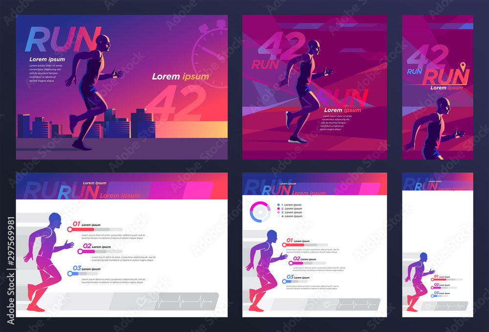 Runner marathon design blank SET presentation, booklet, print ...