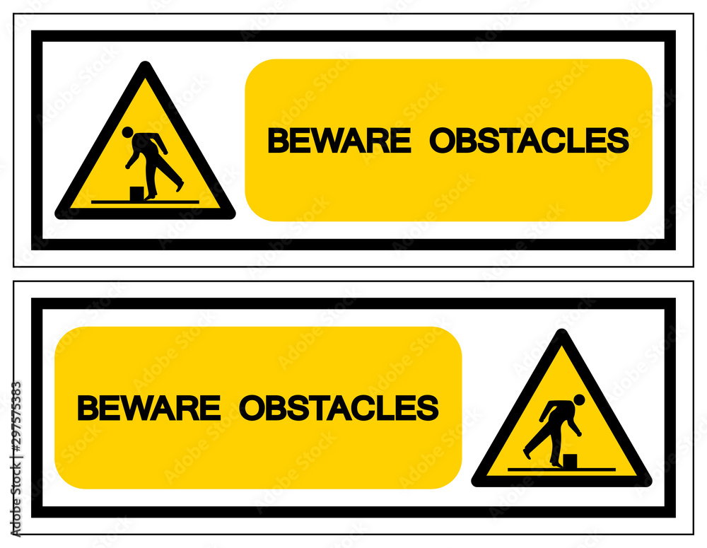 Beware Obstacles Symbol, Vector Illustration, Isolate White Background ...