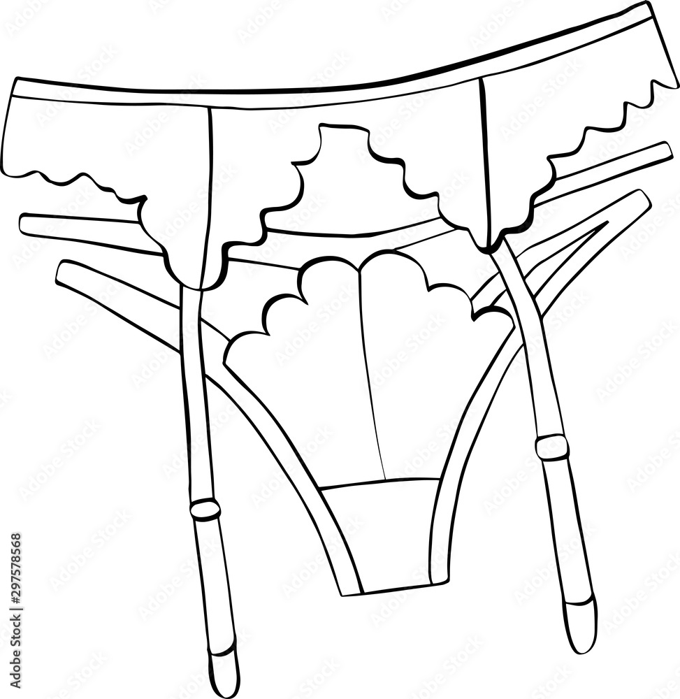 Hand Drawn Womens Panties Sketch Symbol Isolated On White Background