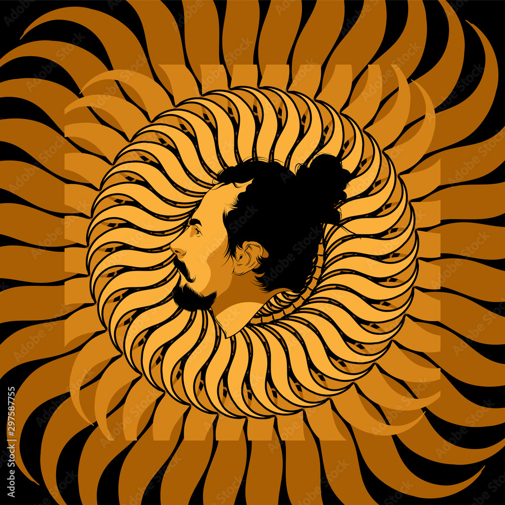 Vector hand drawn illustration of man with dreadlocks and beard ...