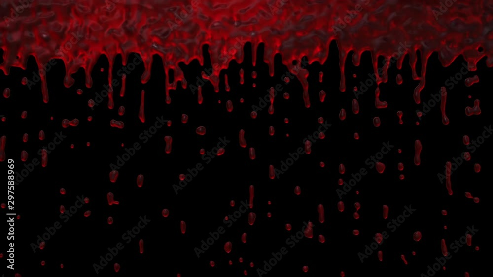 Blood dripping down from top of screen on black with alpha channel ...