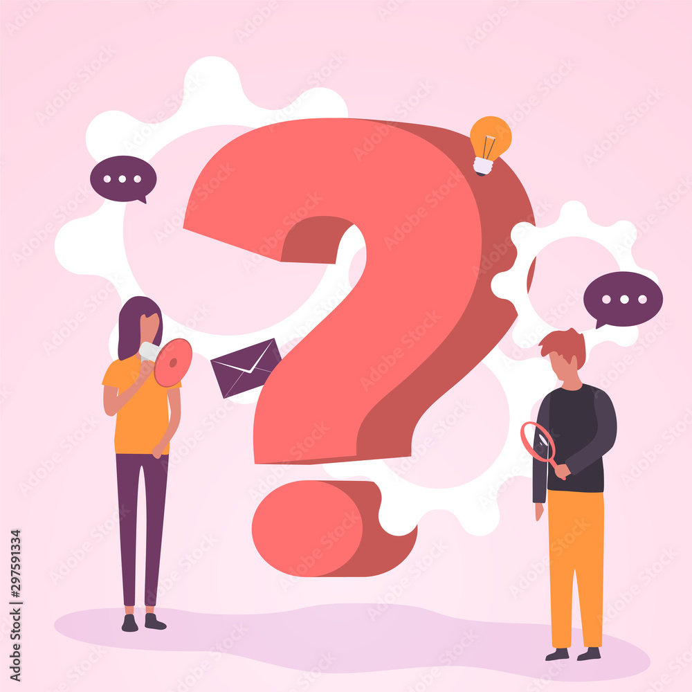 Vector illustration, concept illustration of people frequently asked ...