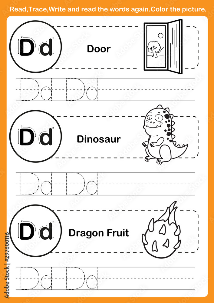 Alphabet exercise with cartoon vocabulary for coloring book ...