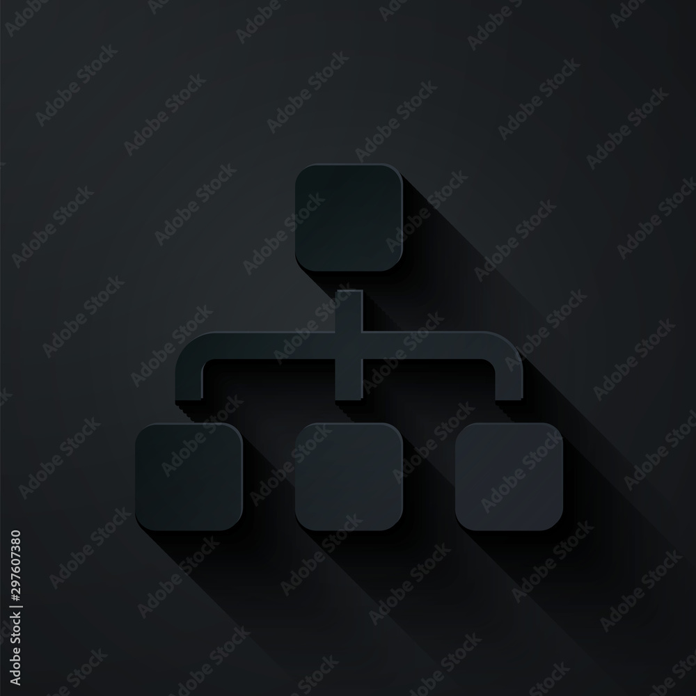 Paper cut Business hierarchy organogram chart infographics icon ...