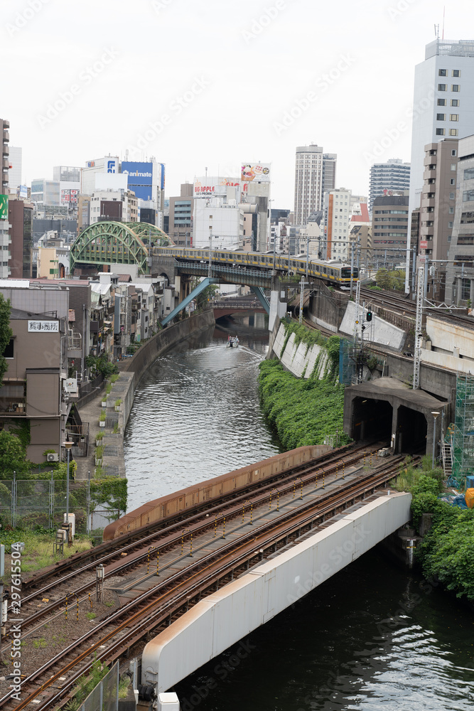 Tokyo transport hub. In this place waterway, metro and trains come ...