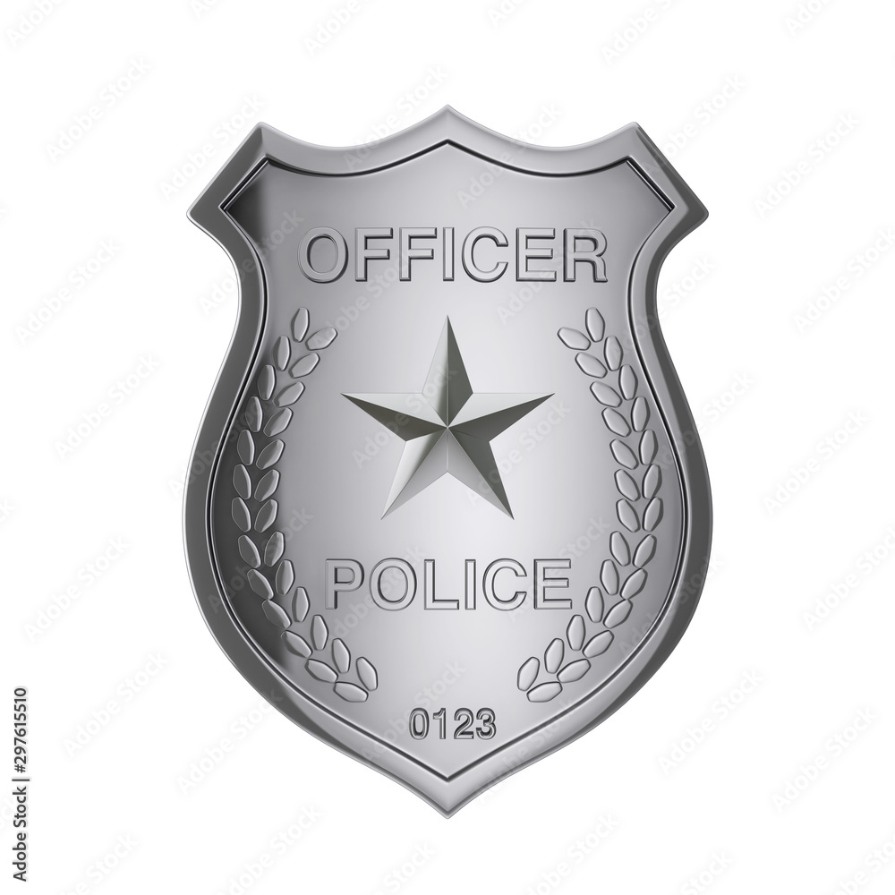 Silver Police Officer Badge. 3d Rendering Stock Illustration | Adobe Stock