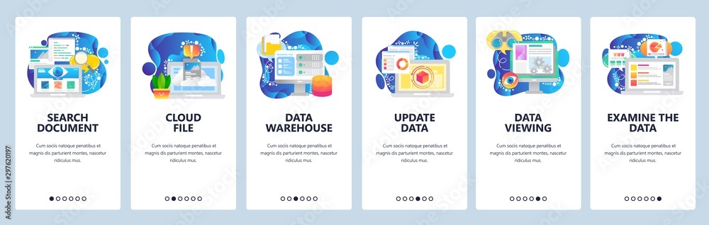 Mobile App Onboarding Screens Data Science Technology Cloud Storage Update Search Menu