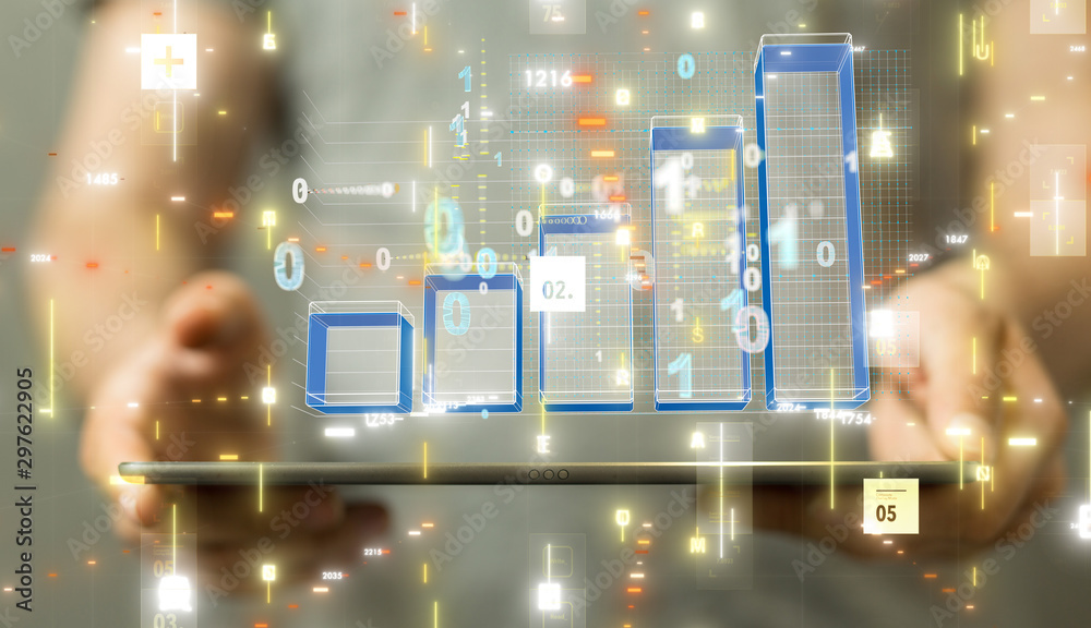 Economic graph with diagrams on the stock market, for business and ...
