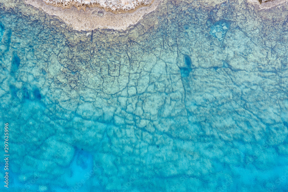 An aerial view of the beautiful Mediterranean sea, where you can se the ...