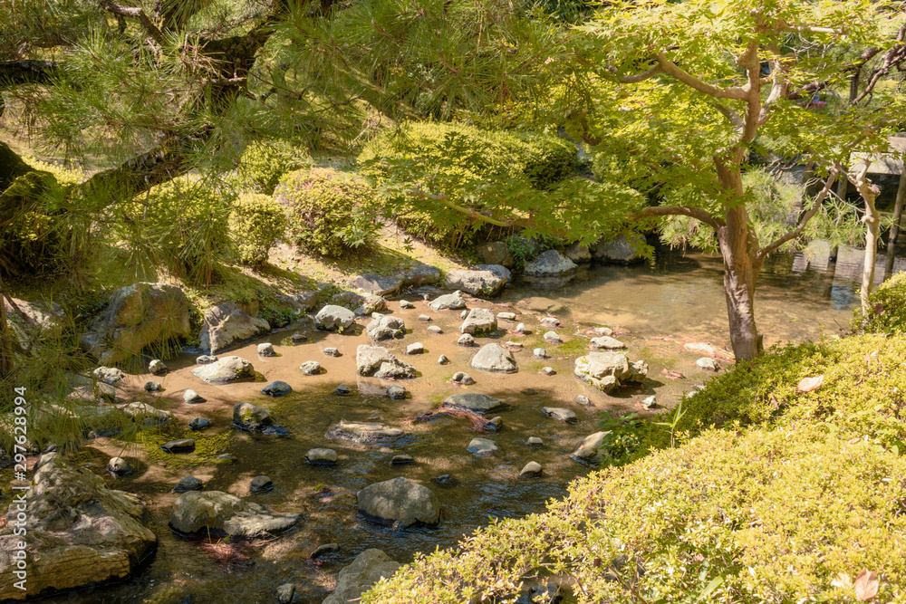 Abstract nature background featuring detail of traditional Japanese ...