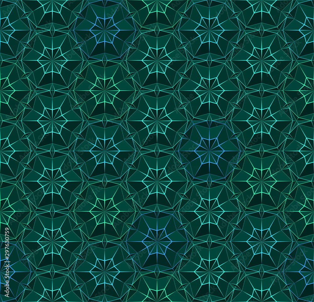 Dark green geometric abstract repeating pattern. Seamless pattern with ...