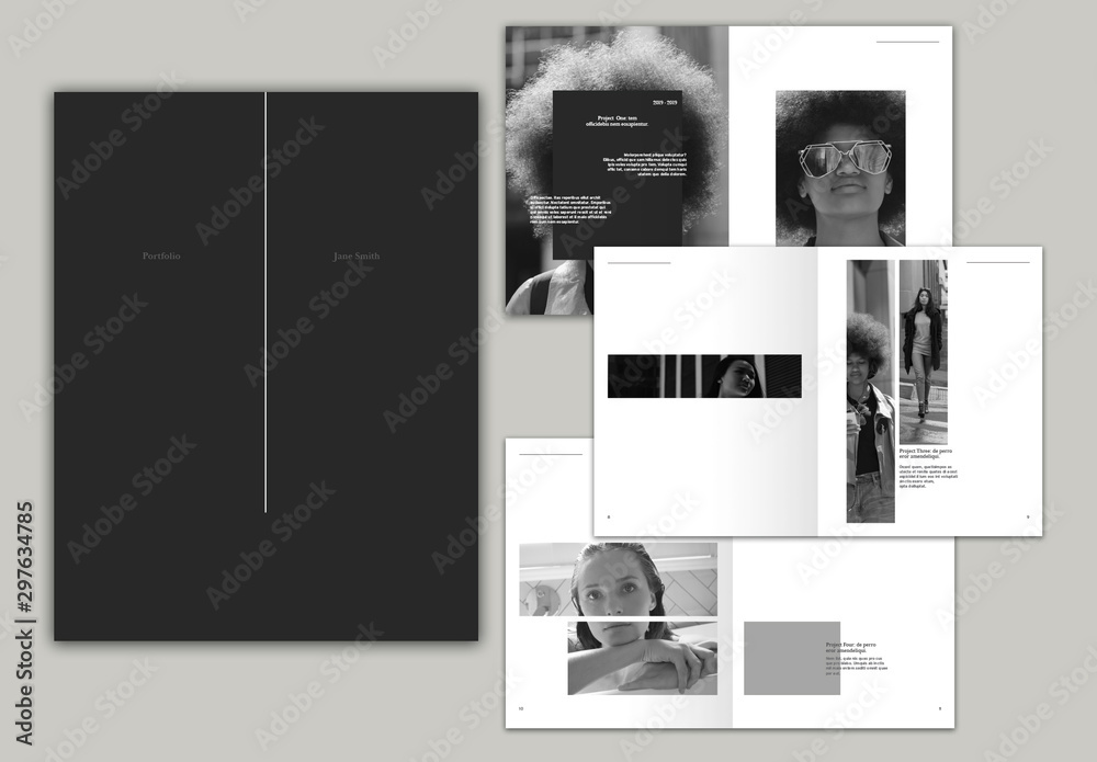 Gray Portfolio Layout Stock Template | Adobe Stock