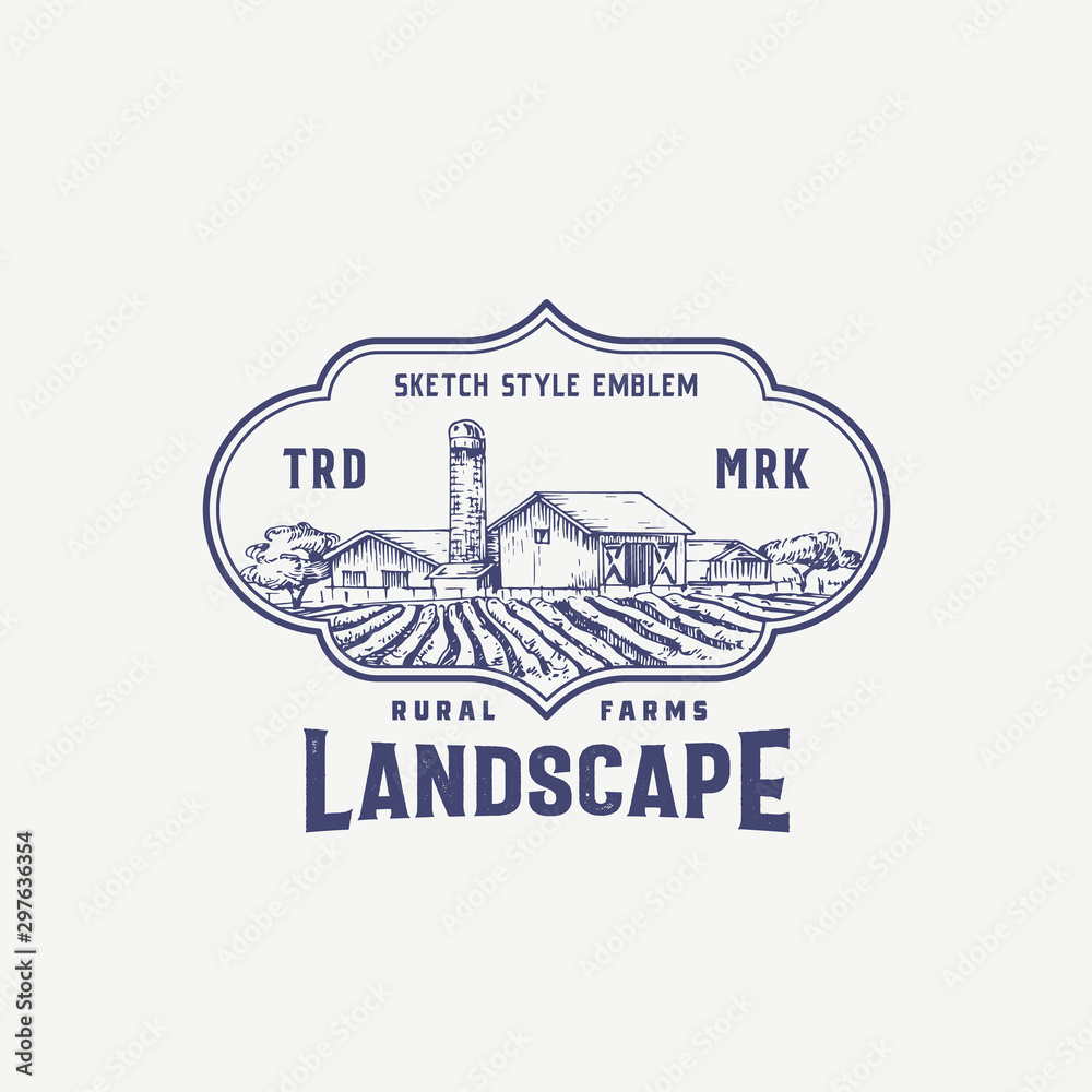 Abstract Vector Rural Farm Sign, Badge or Logo Template. Rustic ...