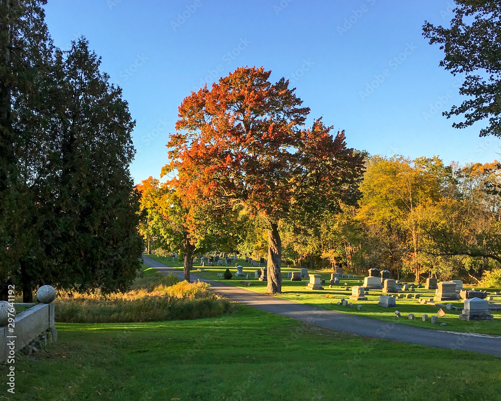 New England Fall Foliage. The South Street Cemetery in Portsmouth, New ...