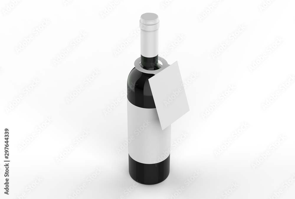 Bottle blank label and hang tag for branding and mock up. 3d render ...