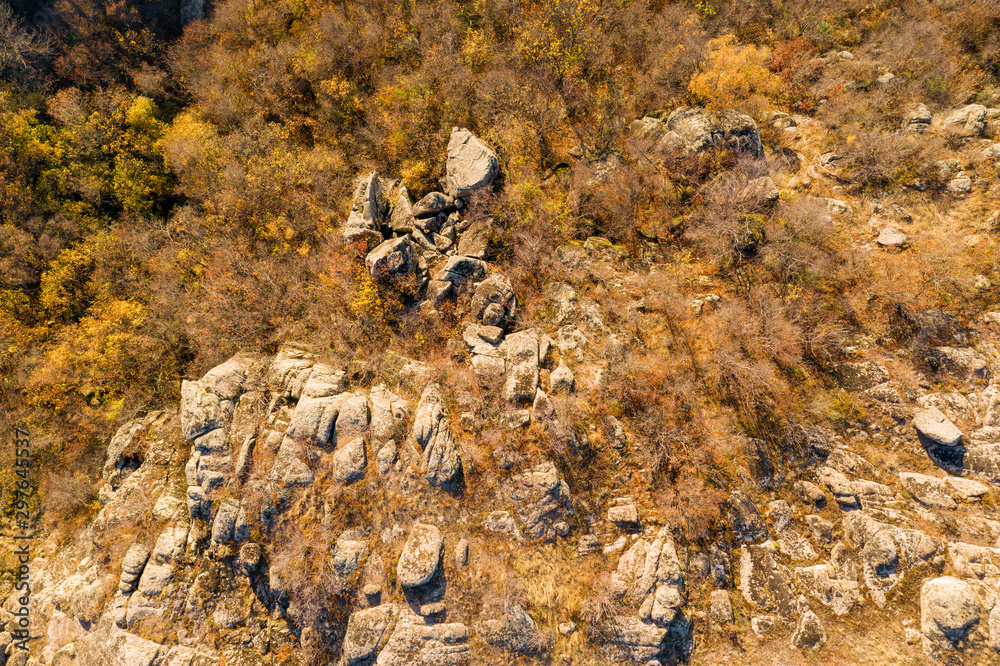 Rocky place top view. Canyon. Aero photo shooting. Stone background ...