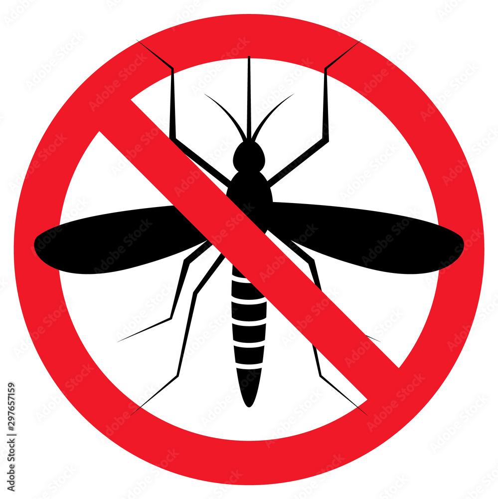 Repellent mosquito stop sign icon. Malaria pest insect anti mosquito warning symbol Stock Vector Adobe Stock
