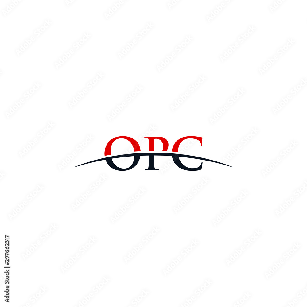 Initial letter OPC, overlapping movement swoosh horizon logo company ...