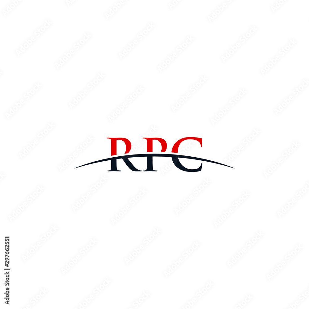 Initial letter RPC, overlapping movement swoosh horizon logo company ...