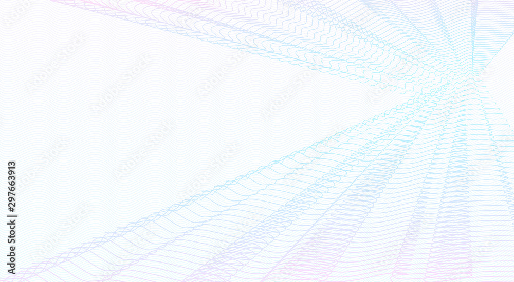 Light teal, pink vector watermark. Guilloche art line design. Abstract ...