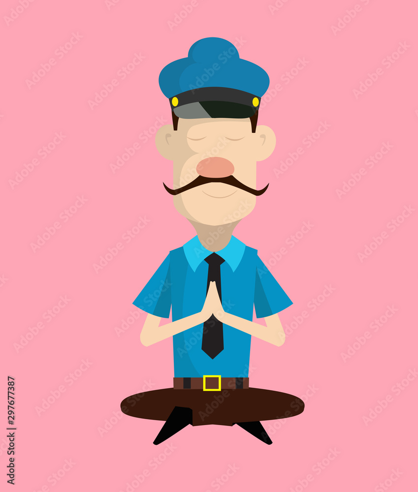 Cartoon Cop Policeman - Sitting and Praying Stock Vector | Adobe Stock